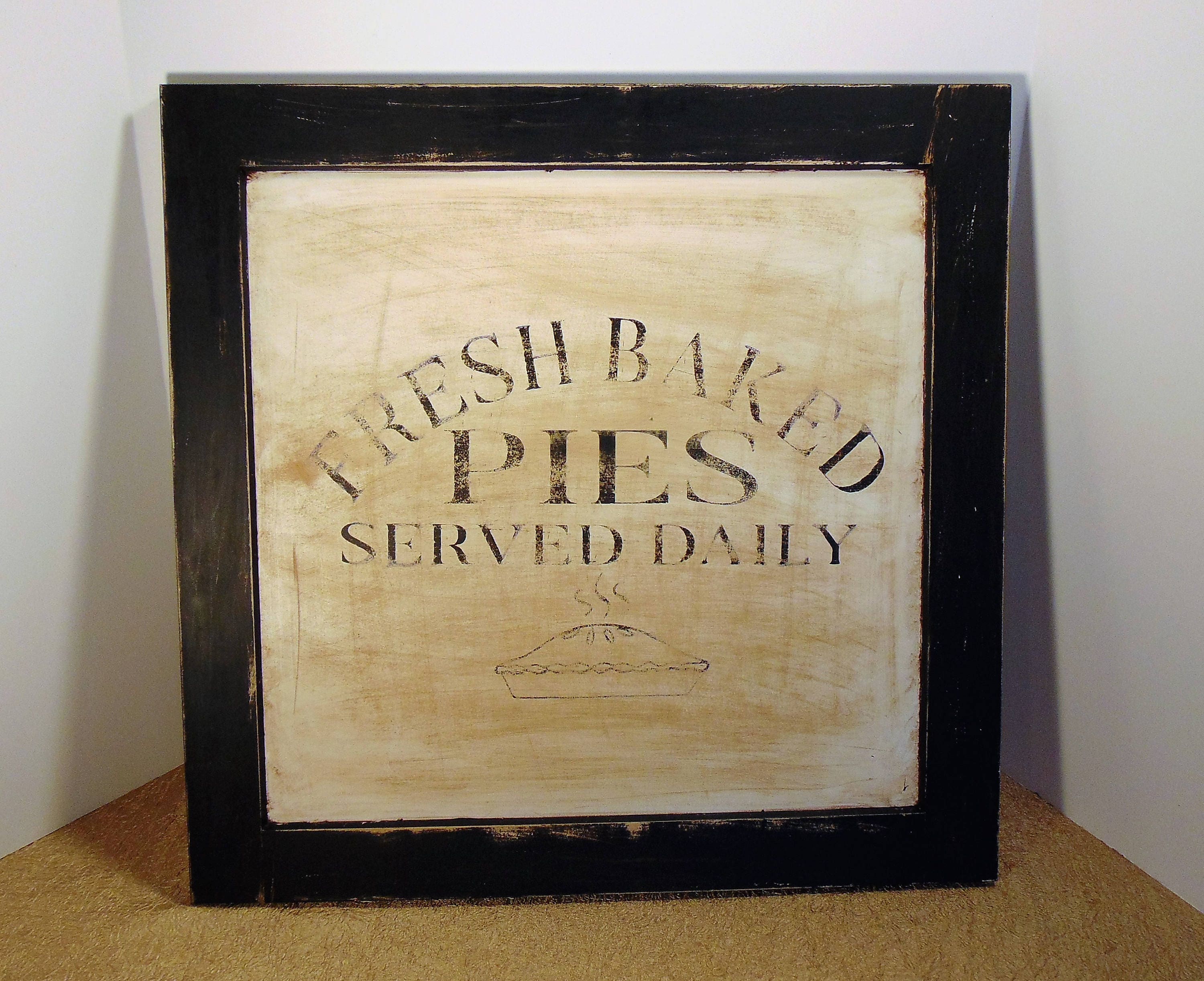 Large Handmade Fresh Baked Pies Sign Wooden Kitchen Sign - Etsy