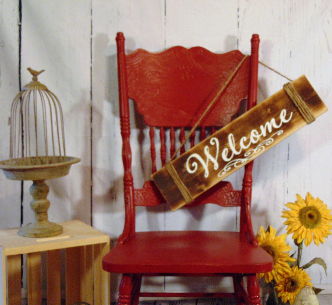 Handmade Rustic Wood Welcome Sign Torched Wood Welcome Sign | Etsy