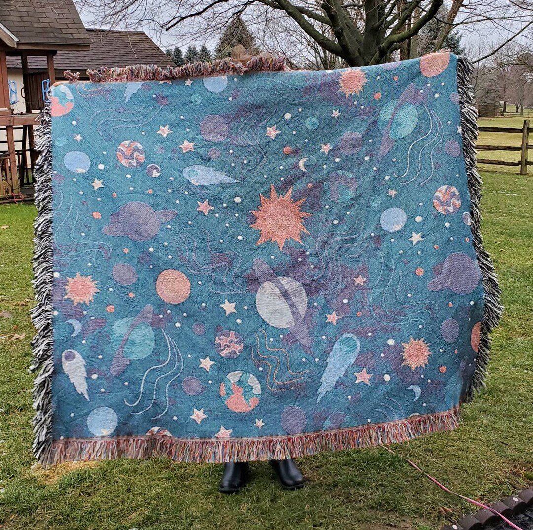 Woven Blanket Stars of the Galaxy Blue Celestial Decorative Throw or ...
