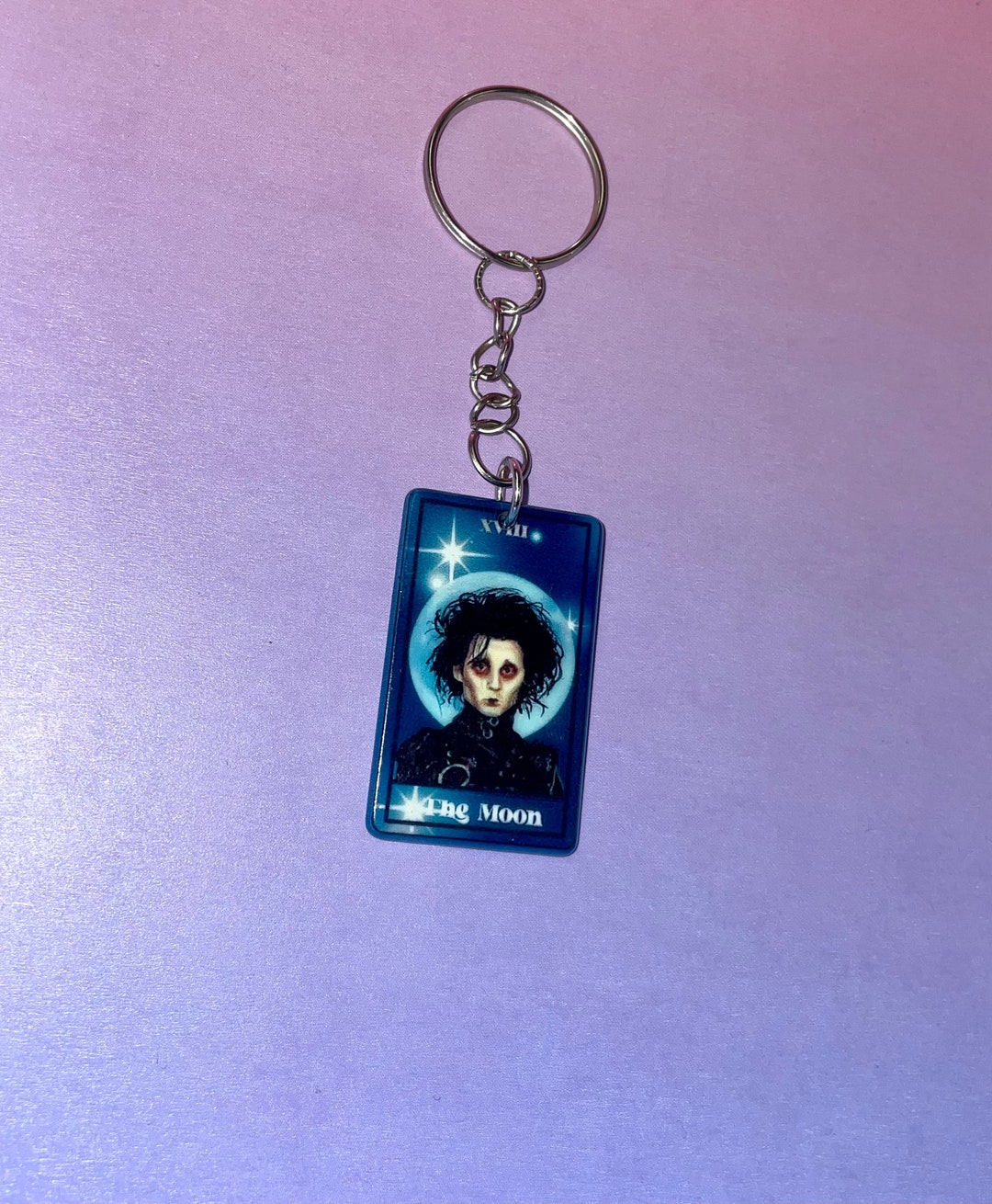 Edward Scissor Hands the Moon Tarot Card Keyring - Etsy