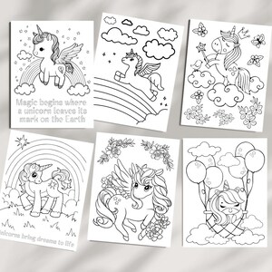 Unicorn Coloring Pages for Kids Unicorn Birthday Party - 40 Sheets - Etsy