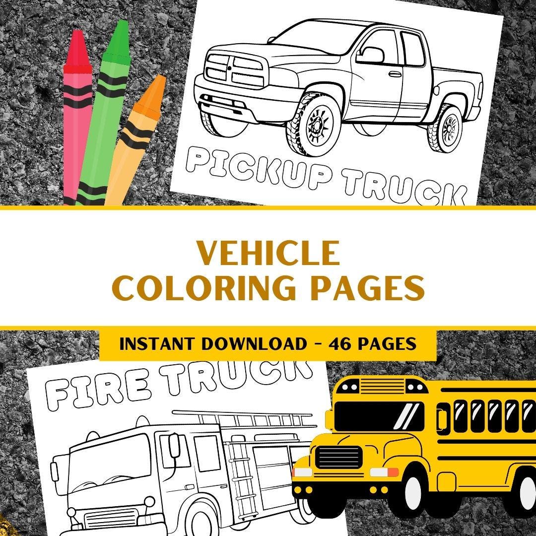 Vehicle Coloring Pages for Kids, Transportation and Things That Go ...