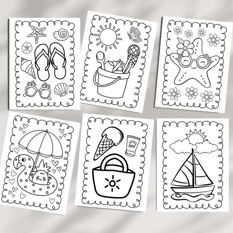 Summer Coloring Pages for Kids Activity With Beach Coloring for Summer ...