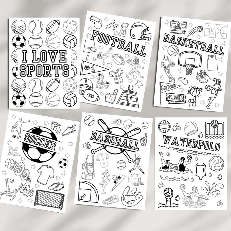 Sports Coloring Printable Pages With Football and Soccer - 20 Sheets - Etsy