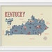 Kentucky Map, the Bluegrass State Map, Original Map, Nursery Map, Home ...