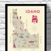 Idaho Map, the Gem State Map, Original Illustrated Map, Nursery Map ...