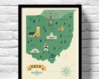 Ohio USA County Name Etymology Poster - Etsy