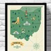 Ohio Map The buckeye state map original illustrated map | Etsy