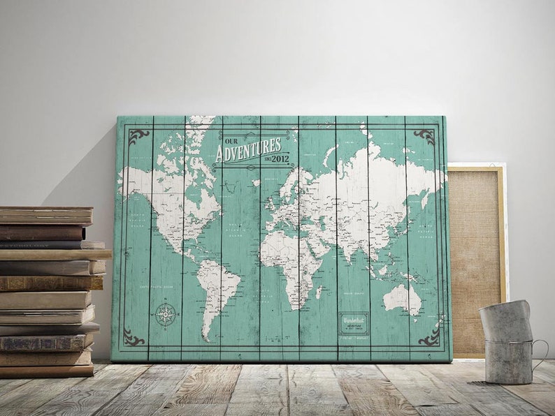 World Map Map with Quote Gift for travelers Paper | Etsy