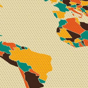 World Map Retro, Pop Art Map, Modern Style World Map, World Map for ...
