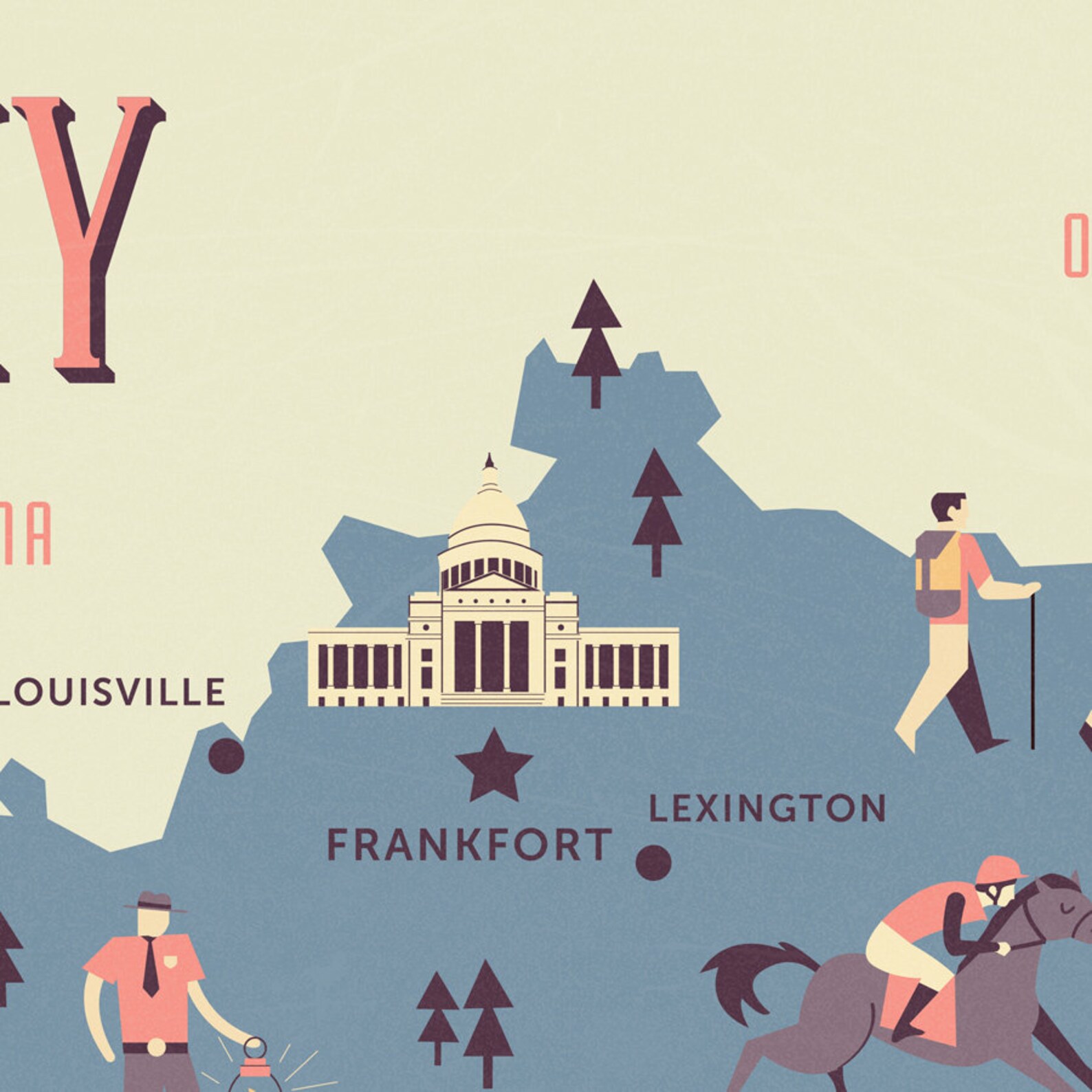 Kentucky Map the Bluegrass State Map Original Map Nursery - Etsy