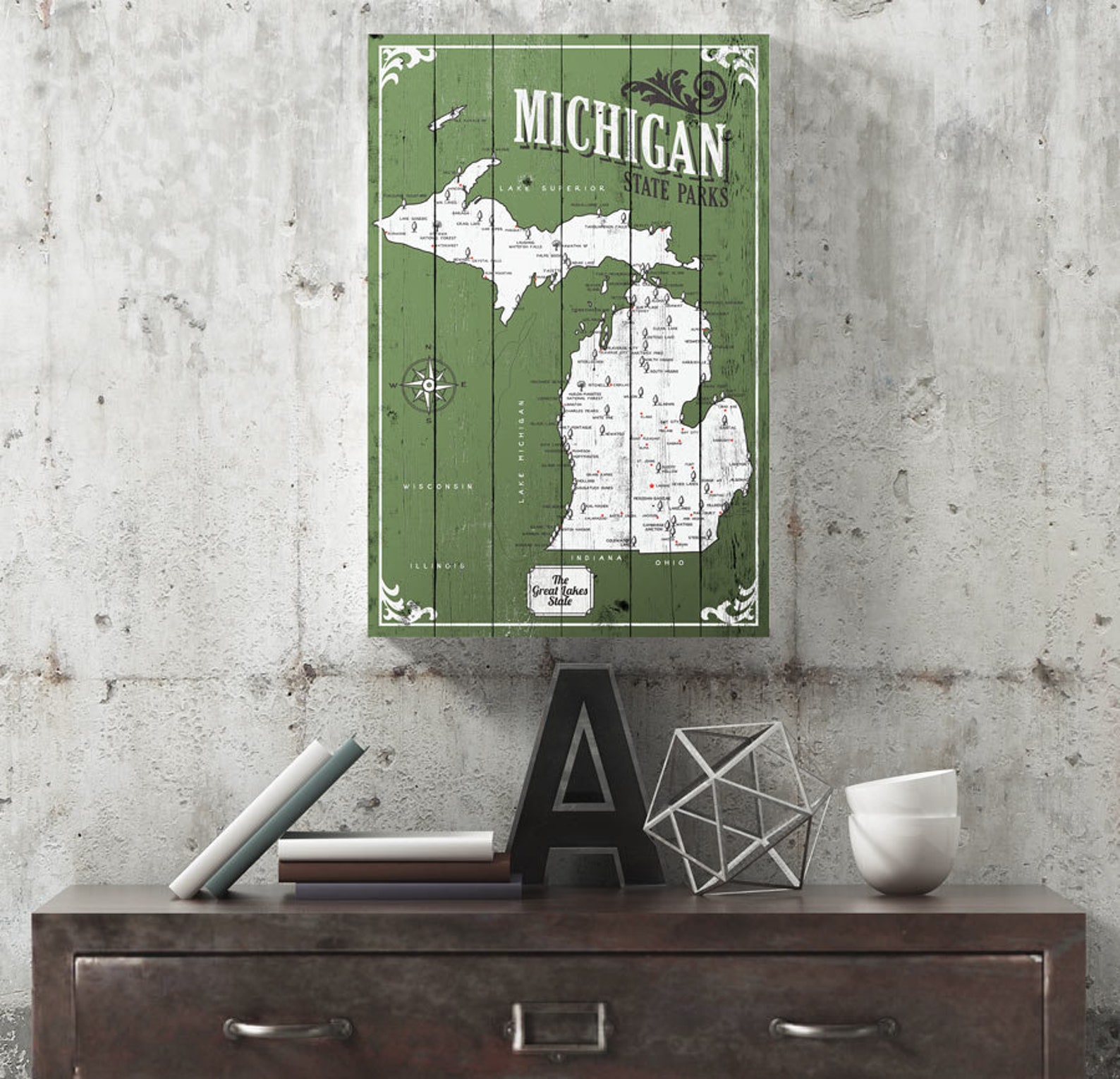 Michigan State Parks Map Map With Quote Gift for Hiker | Etsy