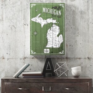 Rustic Michigan State Parks Map Print, Personalized Anniversary Gift - Etsy