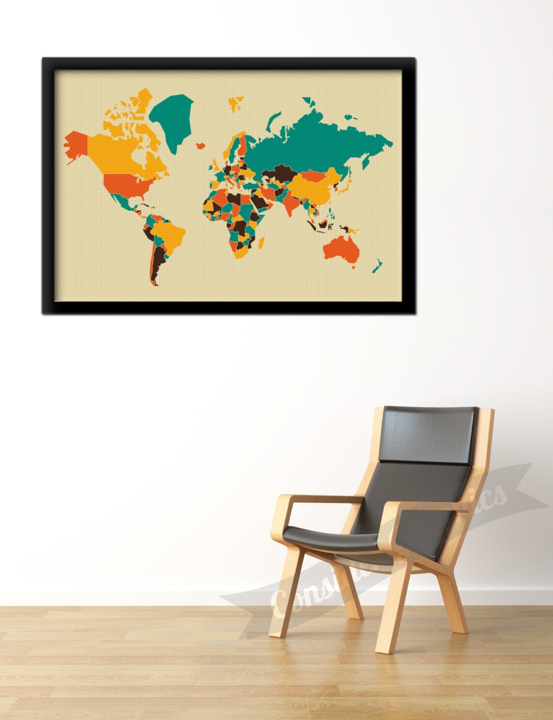 World Map Retro Pop Art Map Modern Style World Map World - Etsy