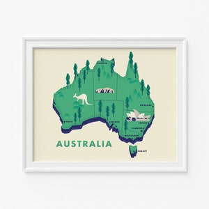 Australia Art Print, Pop Art Map, Modern Style Country Map, Country ...