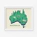 Australia Art Print, Pop Art Map, Modern Style Country Map, Country ...