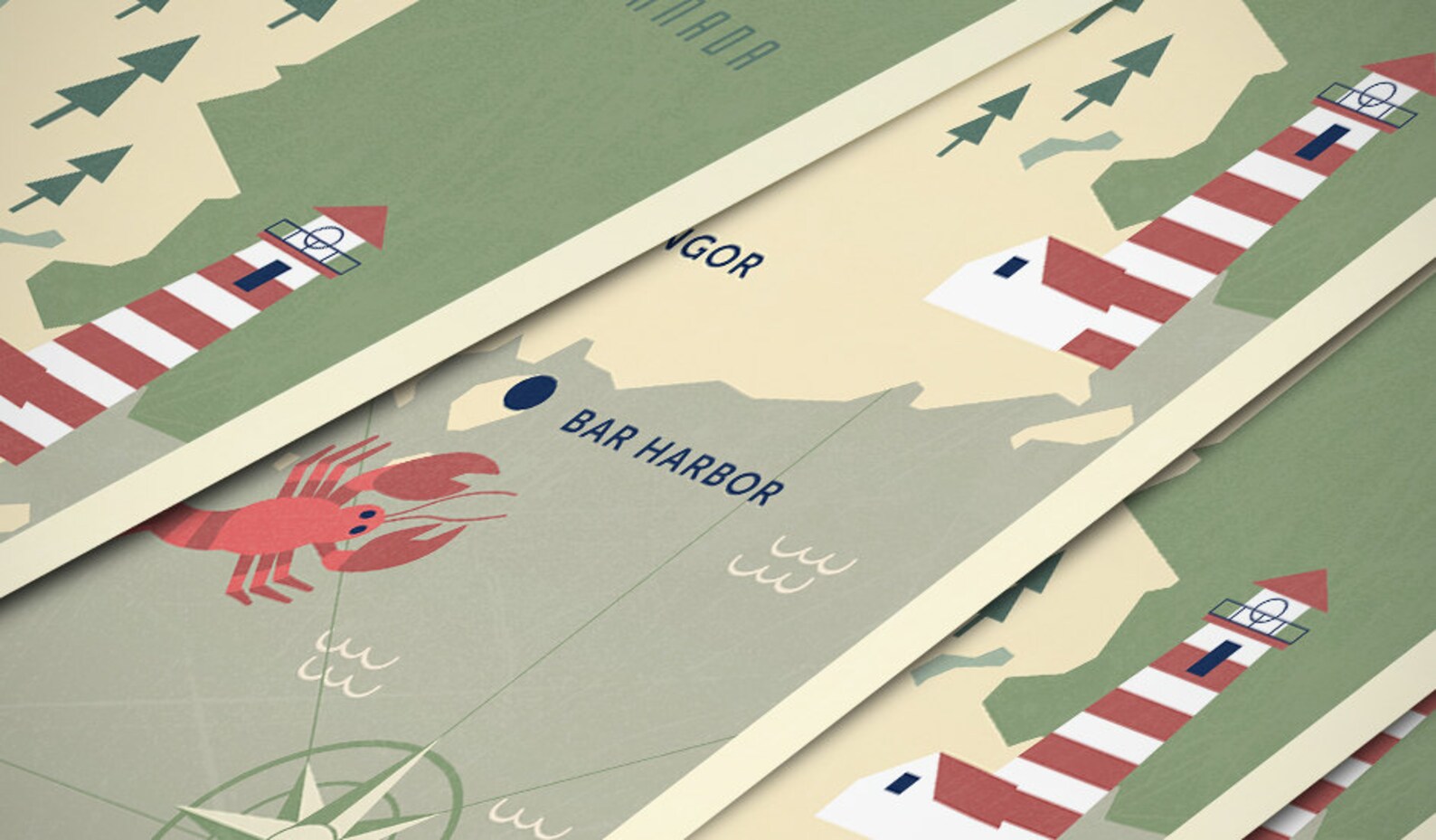 Maine Map, the Pine Tree State Map, Original Maine Map, Nursery Map ...