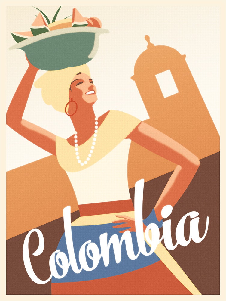 Colombia Poster Cartagena Travel Print Caribbean Travel - Etsy