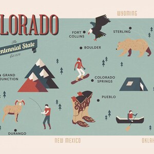 Colorado Map, the Centennial State Map, Original Map, Nursery Map, Home ...