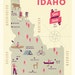 Idaho Map, the Gem State Map, Original Illustrated Map, Nursery Map ...
