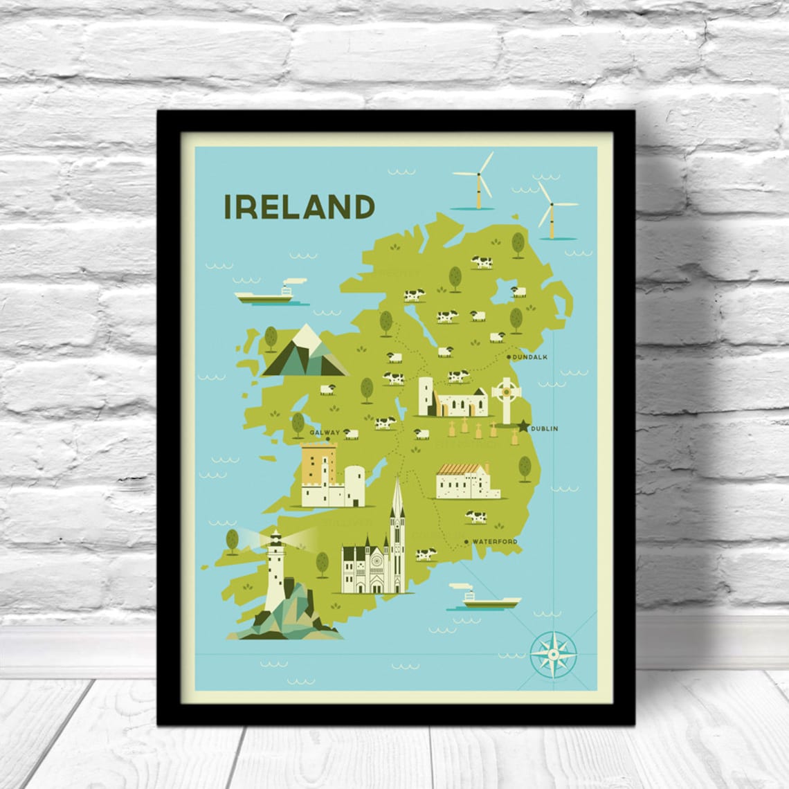 Ireland Art Print, Pop Art Map, Modern Style Country Map, Country Maps ...