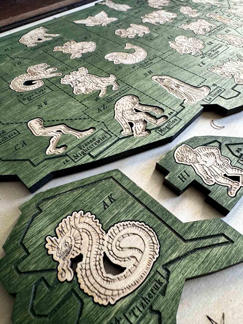Cryptids Map, Cryptid-themed Gift, Bigfoot, Mothman, Chupacabra ...