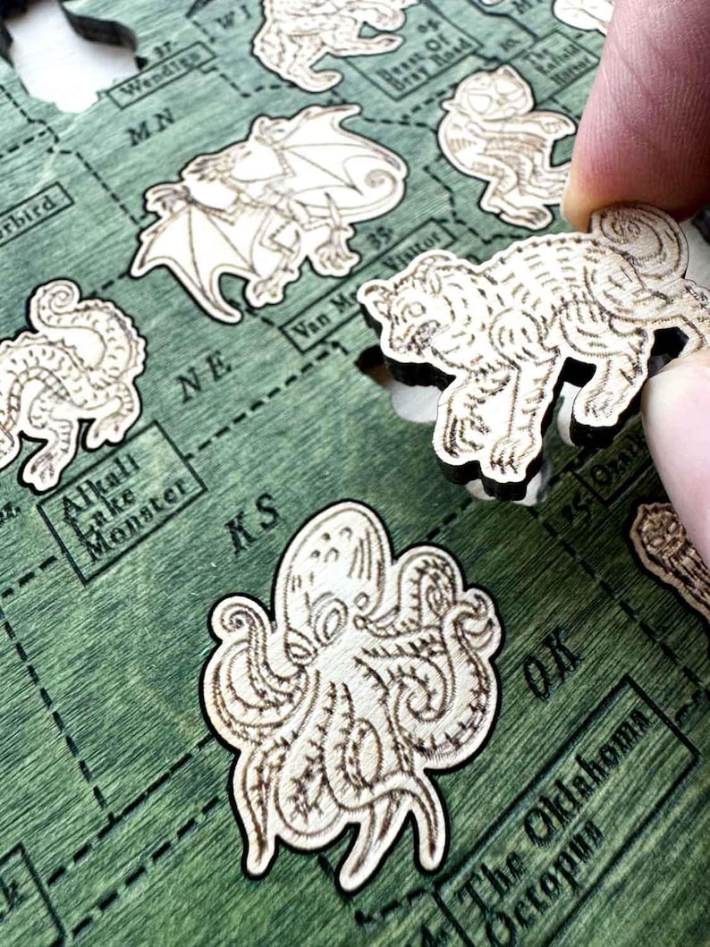 Cryptids Map, Cryptid-themed Gift, Bigfoot, Mothman, Chupacabra ...
