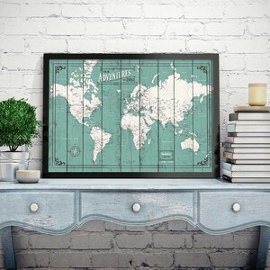 World Map, Map With Quote, Gift for Travelers, Paper Anniversary Gift ...