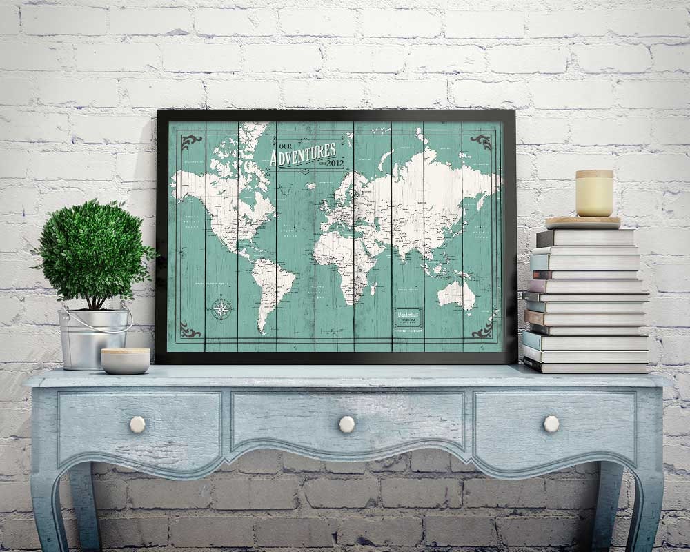 World Map Map with Quote Gift for travelers Paper | Etsy