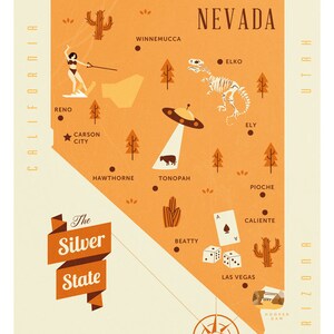 Nevada Map, the Sagebrush State Map, Original Nevada Map, Nursery Map ...