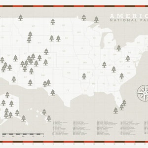 National Park Checklist, Explorer Map Print, National Park Print ...