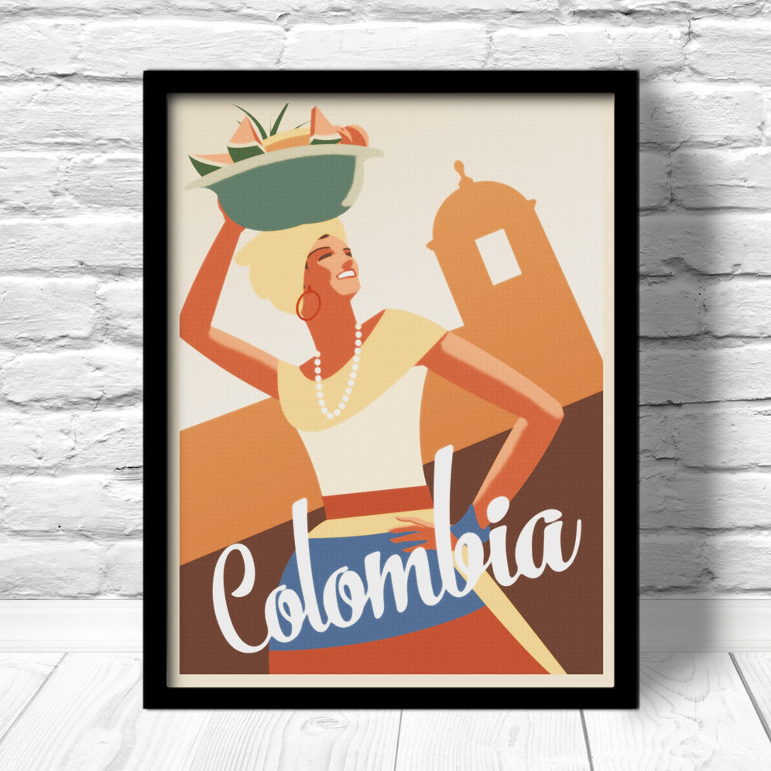 Colombia Poster Cartagena Travel Print Caribbean Travel - Etsy