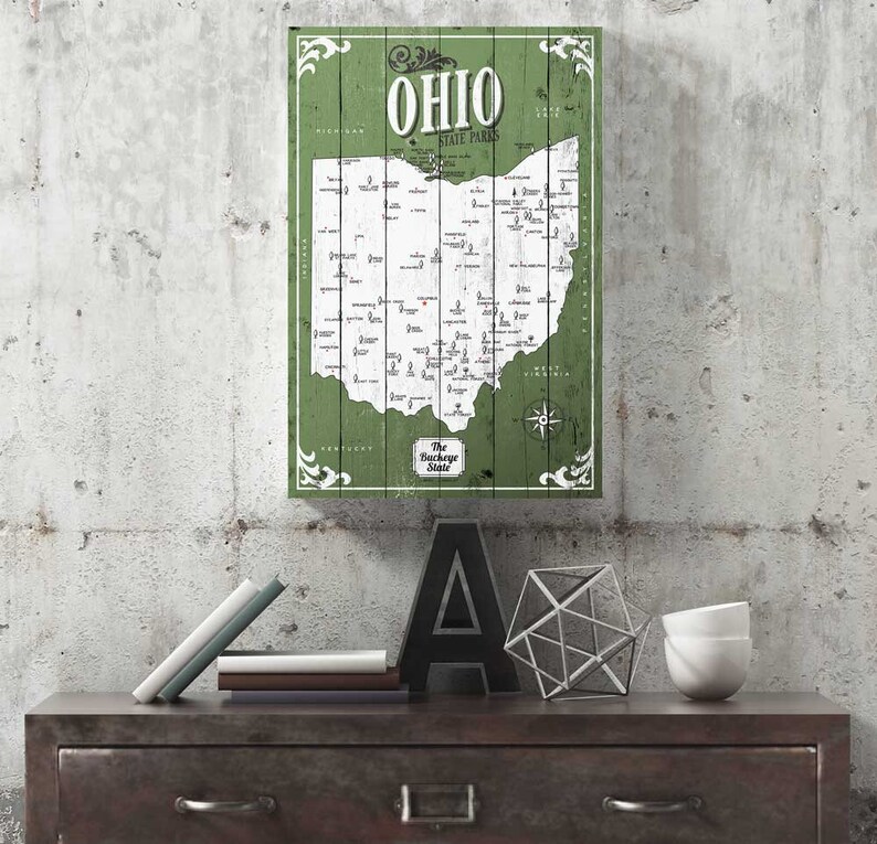 Ohio State Parks Map, Map With Quote, Gift for Hiker, Paper Anniversary ...