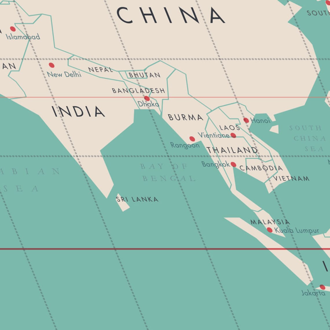 Modern World Map Political World Map Travel Map for Home - Etsy