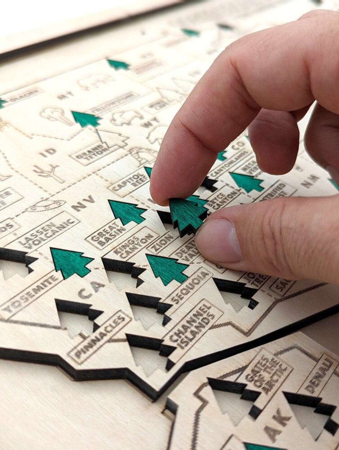 National Park Map Wooden Checklist, All 63 Parks, US Wood Wall Art Home ...