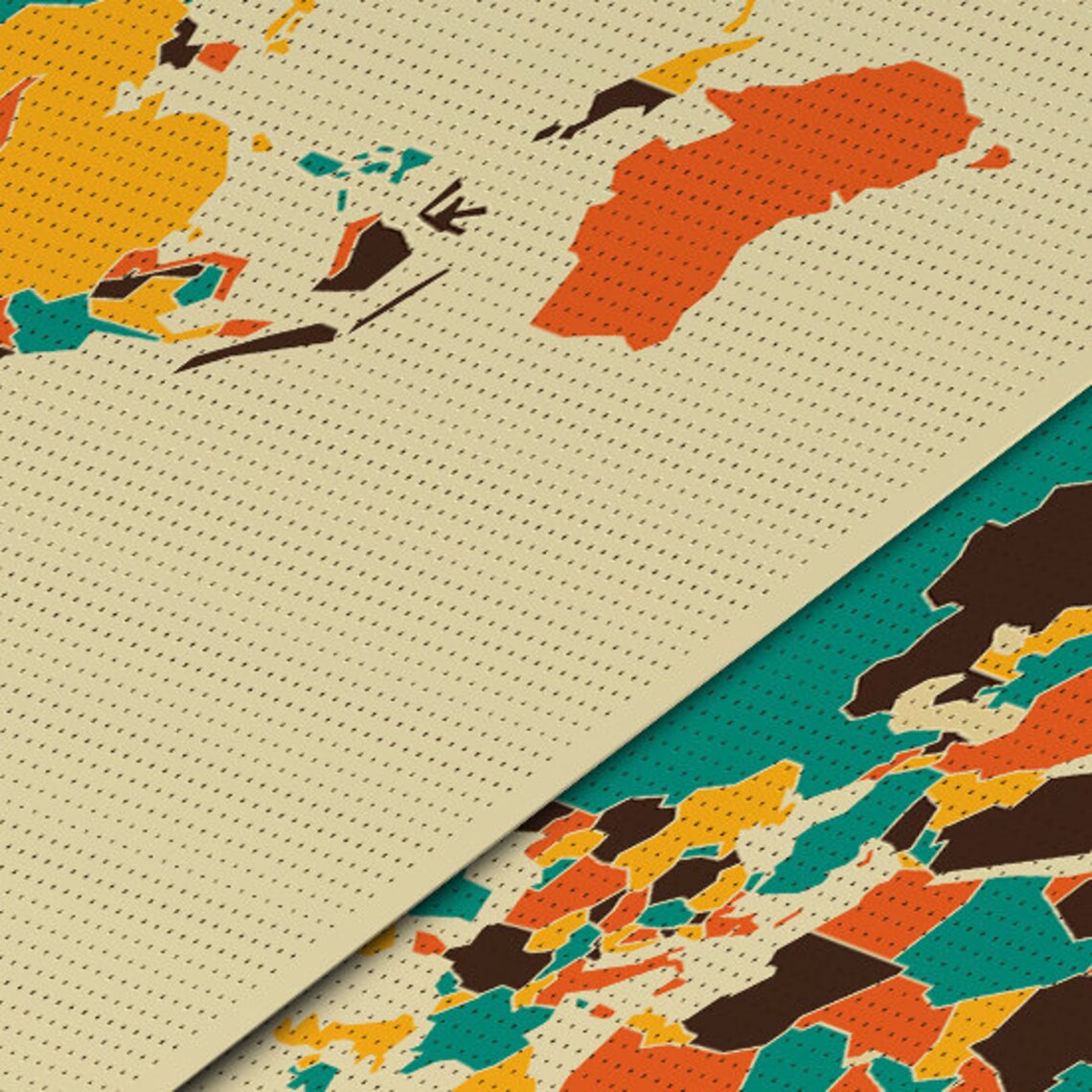 World Map Retro Pop Art Map Modern Style World Map World - Etsy