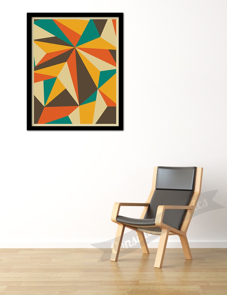 Geometric Print, Retro Poster, Wall Art, Geometric Poster, Wall Decor ...