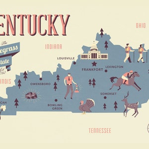 Kentucky Map, the Bluegrass State Map, Original Map, Nursery Map, Home ...
