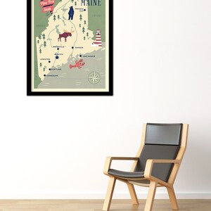 Maine Map, the Pine Tree State Map, Original Maine Map, Nursery Map ...