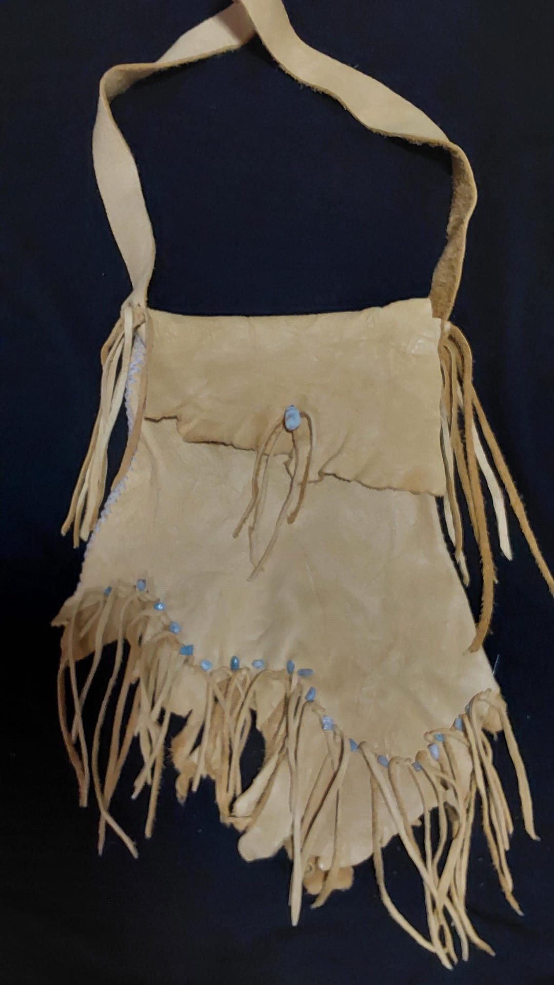 Elk Leather Crossbody Bag With Stone Beads, Fringe Purse - Etsy