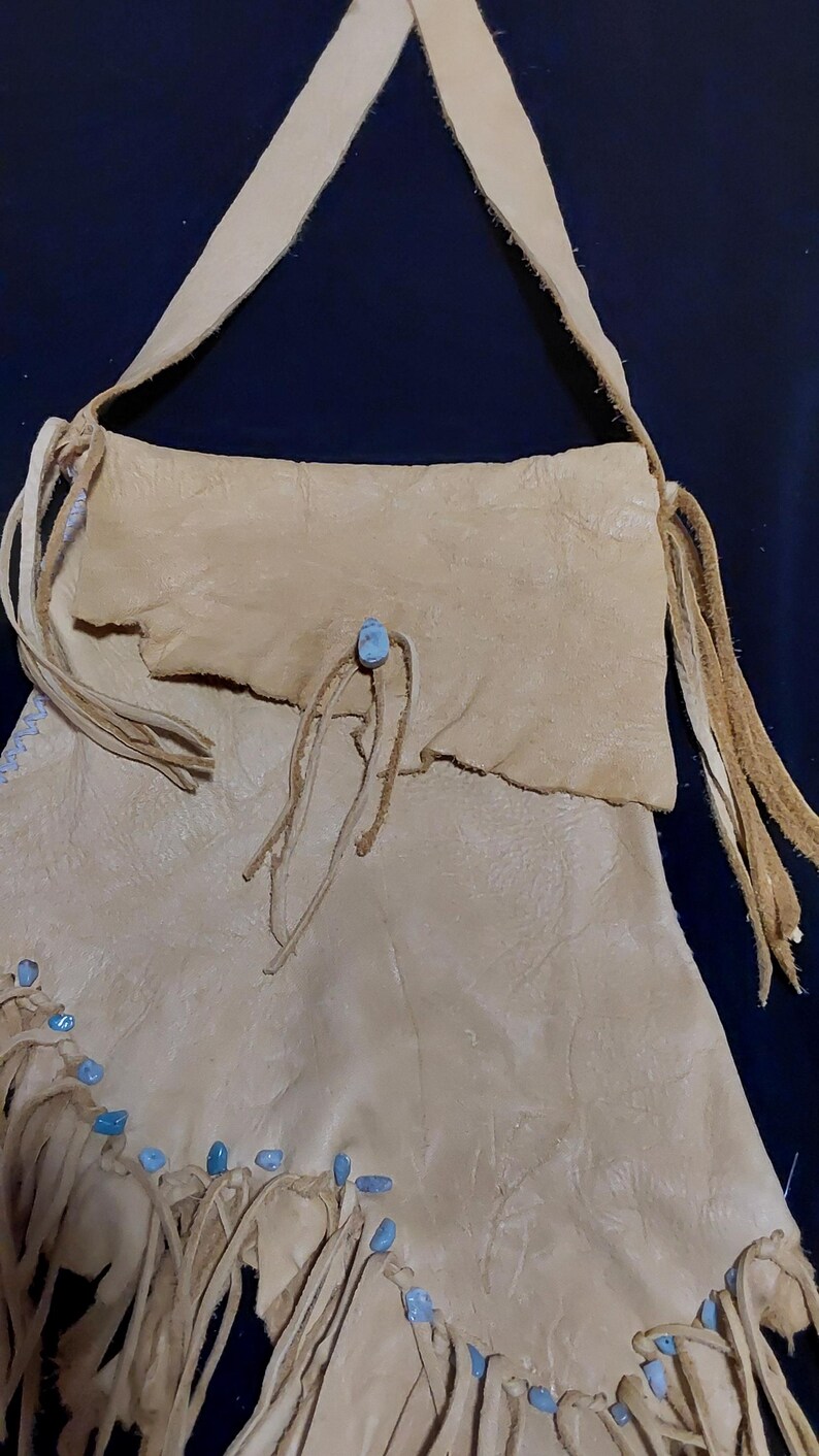 Elk Leather Crossbody Bag With Stone Beads, Fringe Purse - Etsy