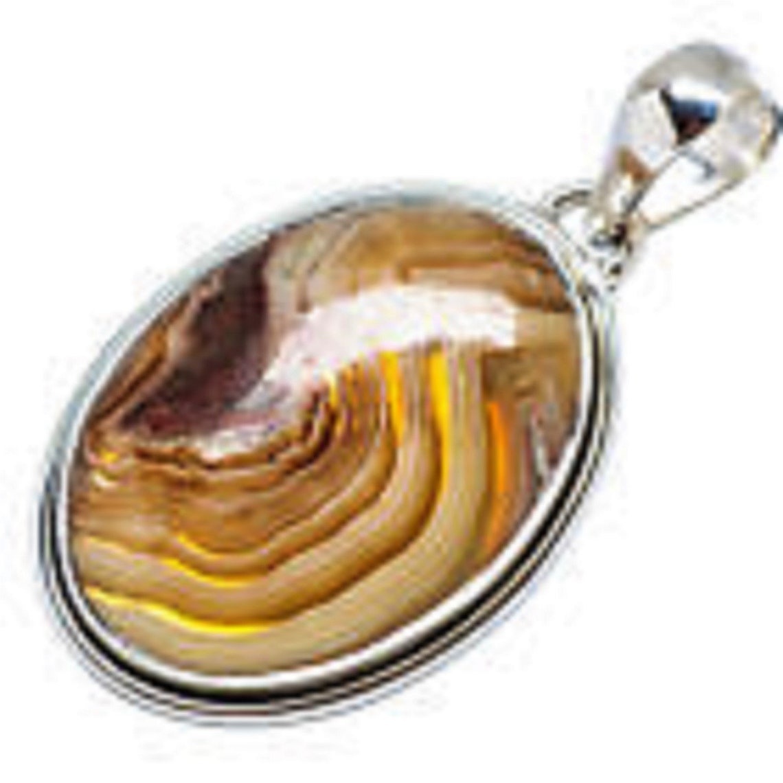 Stunning Honey Banded Agate Set in Sterling Silver 1.5 - Etsy