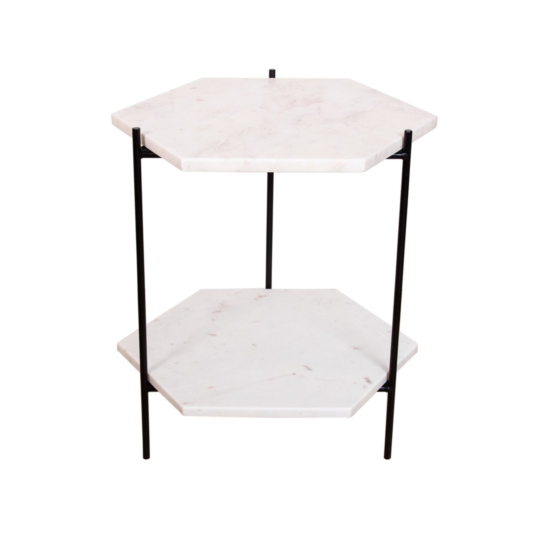 Natural Marble Side Table / 2 Tiered / 18” Tall / Metal Legs - Etsy
