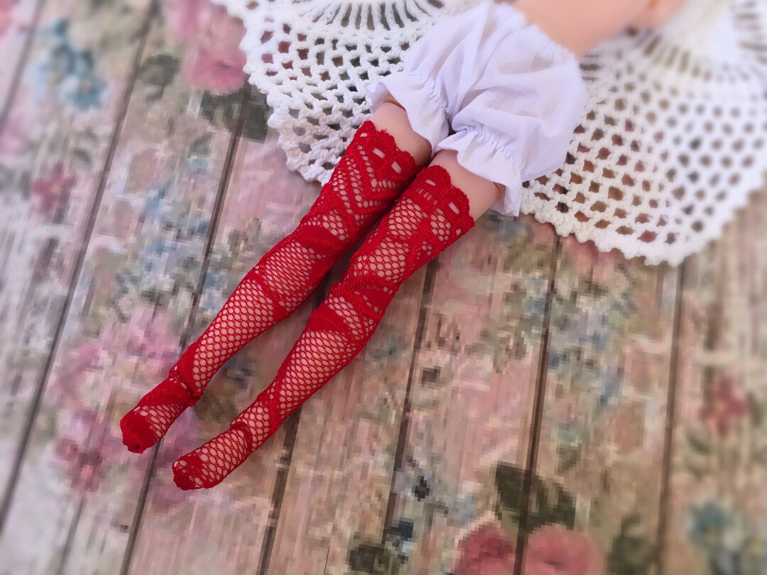 Blythe Doll Thigh High Lace Stockings / Red - Etsy