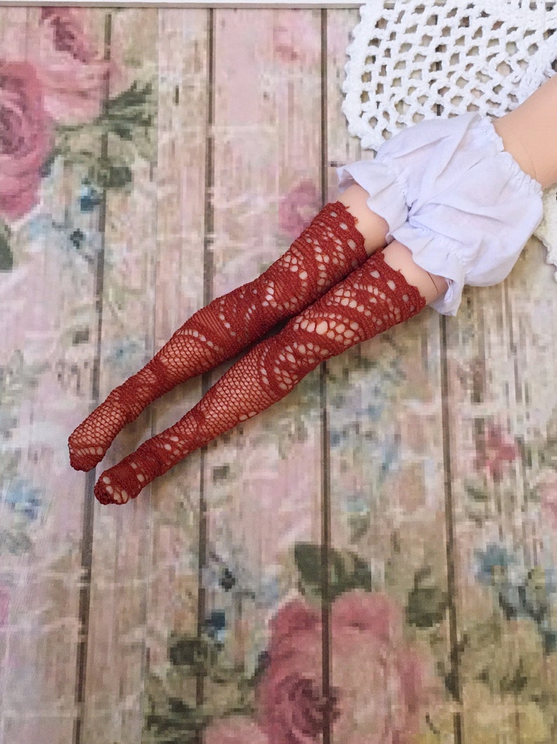 Blythe Doll Thigh High Lace Stockings / Burnt Orange / Redish - Etsy