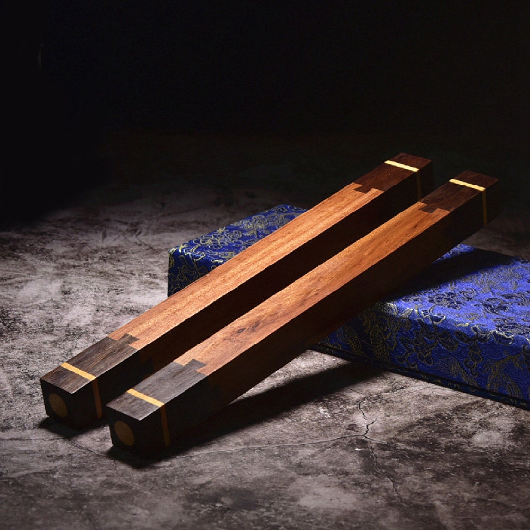 SOLID ROSEWOOD PAPERWEIGHT Pair Purple Sandalwood Brass Inlay Brass ...