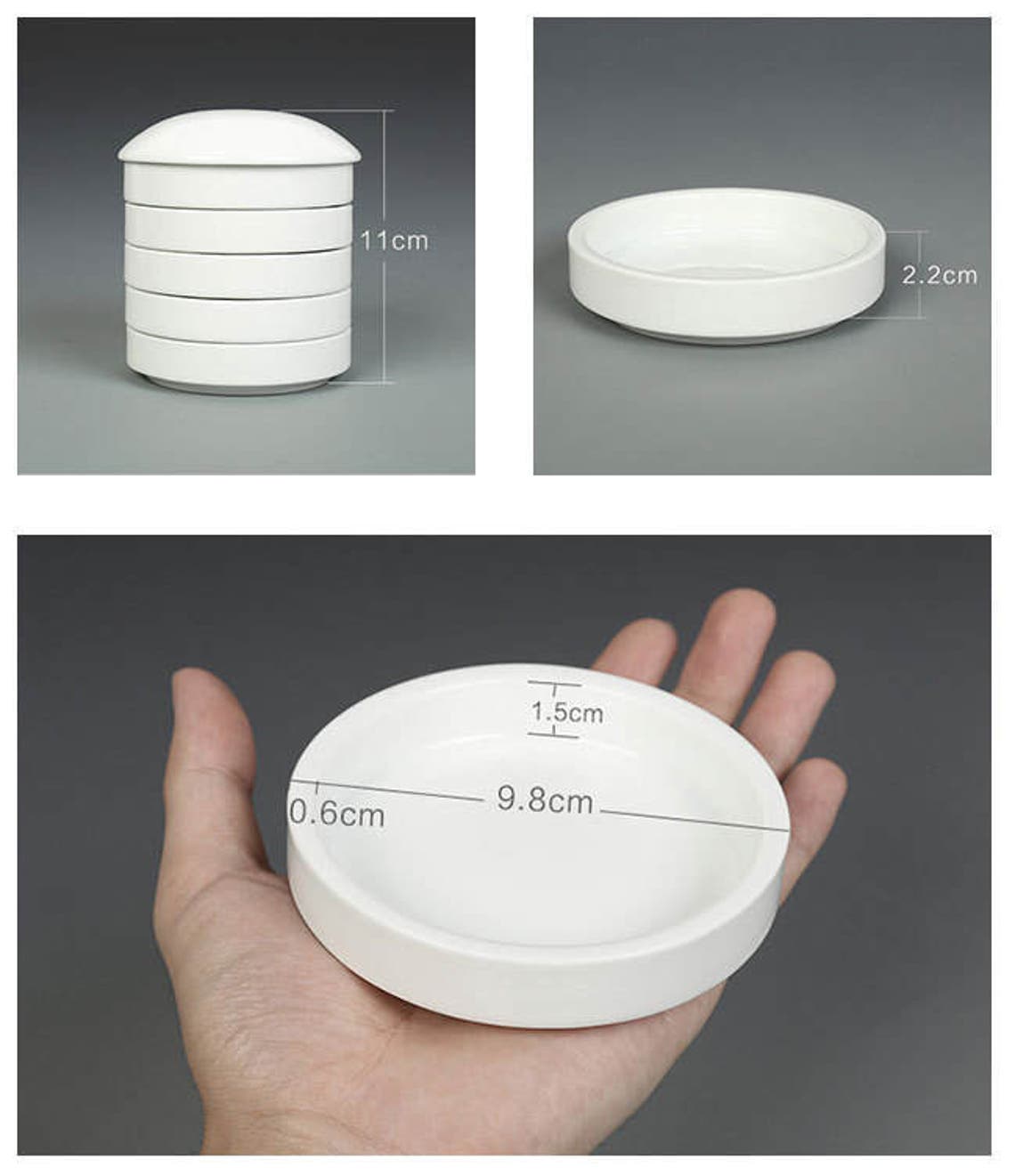 5 Stackable Porcelain Water Bowls White Blue Lotus Style - Etsy