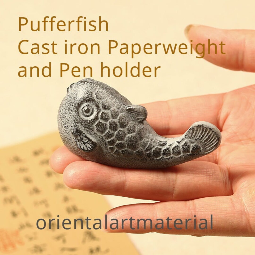 PUFFERFISH | Refined Cast Iron Paperweight Penholder 7.6x3.7x3.5cm ...