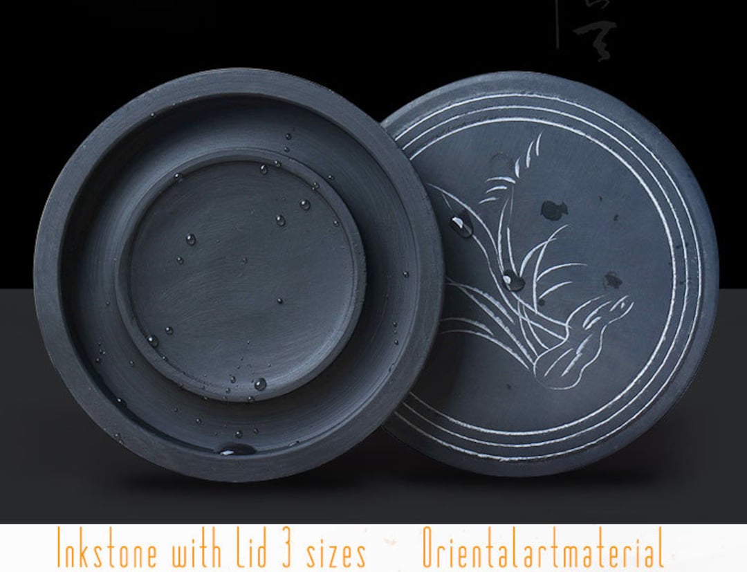 Natural Stone Inkstone With Lid & Ink Stick - Calligraphy Supply - Etsy