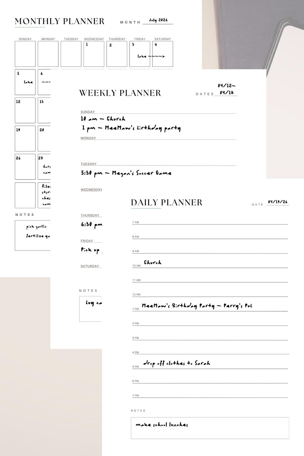 Minimalist Planner Printable Bundle PDF | Daily Weekly Monthly ...